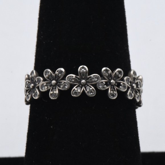 Pandora | Jewelry | Pandora Vintage Sterling Silver Flower Band Size 7 ...